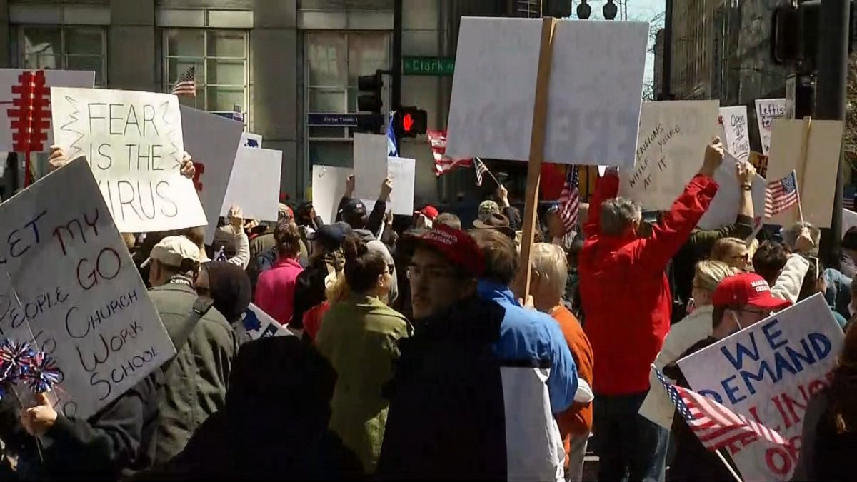 Video: Large Crowd Protests in Chicago’s Loop as Extended Stay-at-Home ...