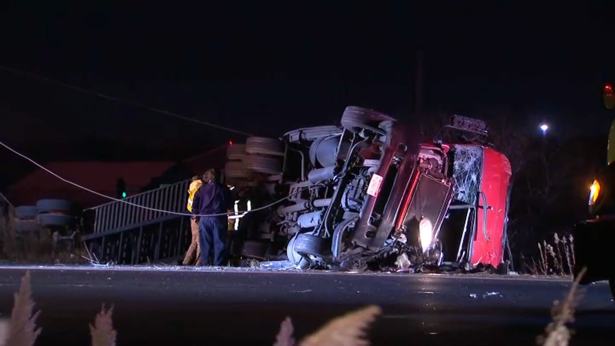 Tipped Over Semi-Truck Shuts Down All Inbound Lanes on I-57 Near 125th ...