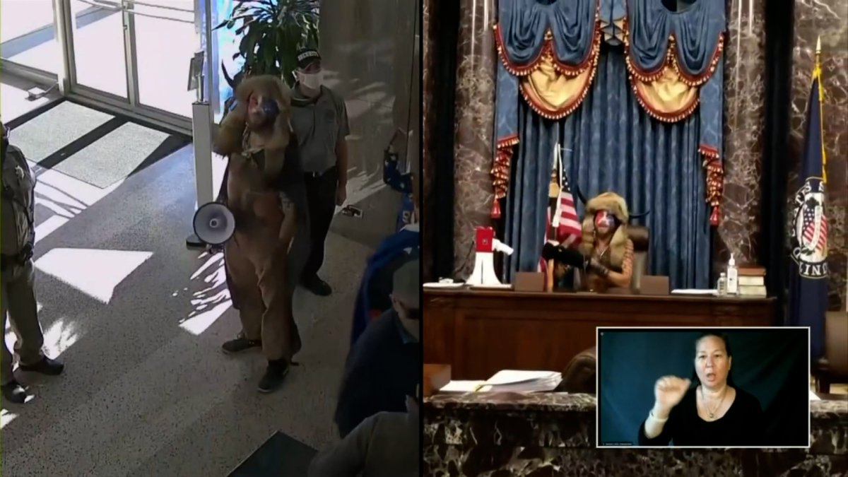 QAnon Shaman Seen In Video of Protesters Illegally Entering Arizona ...