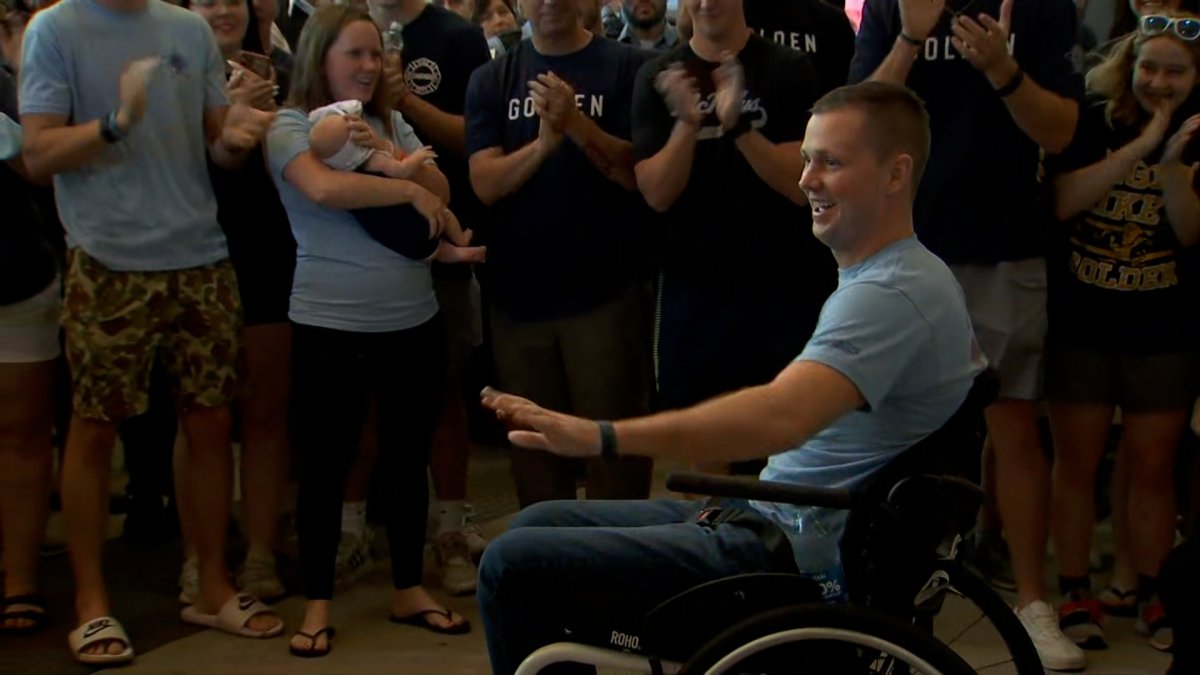 Watch: CPD Officer Danny Golden Escorted Home From Rehab – NBC Chicago