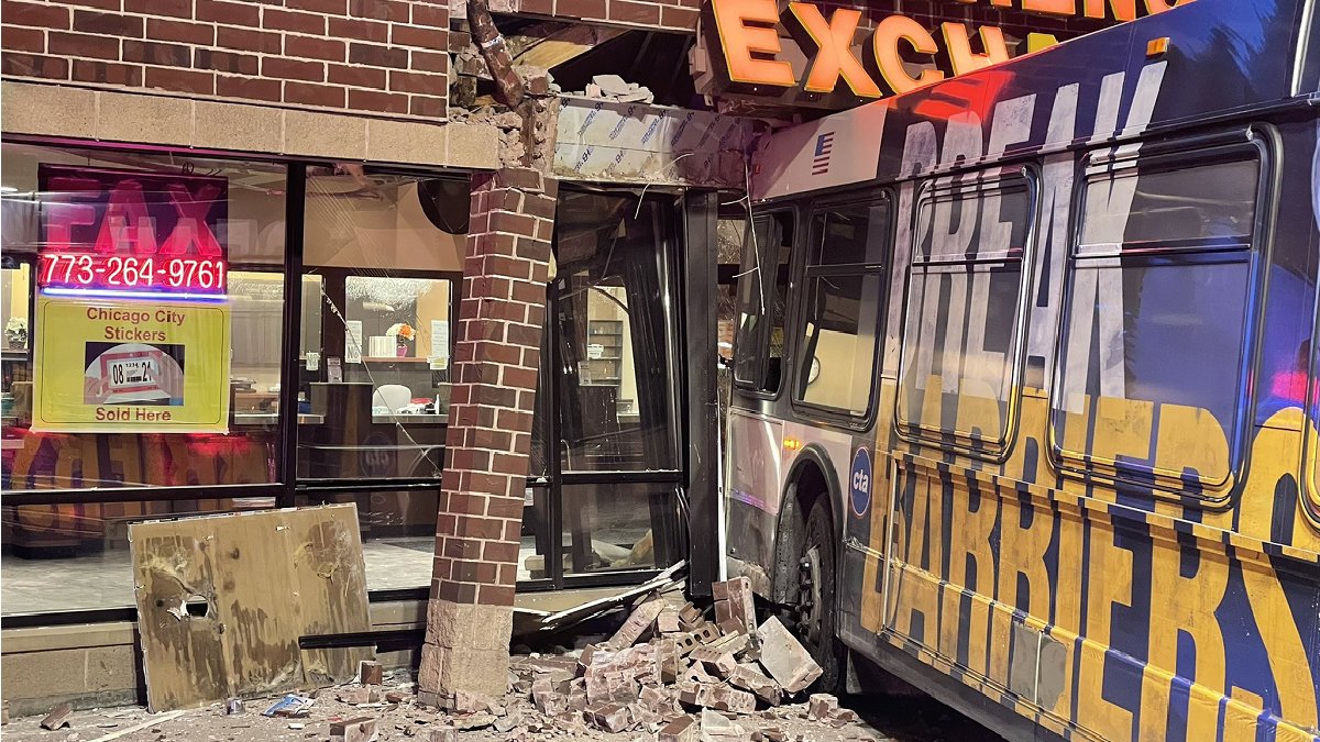 4 Injured When Car Collides With CTA Bus, Causing it to Slam Into ...