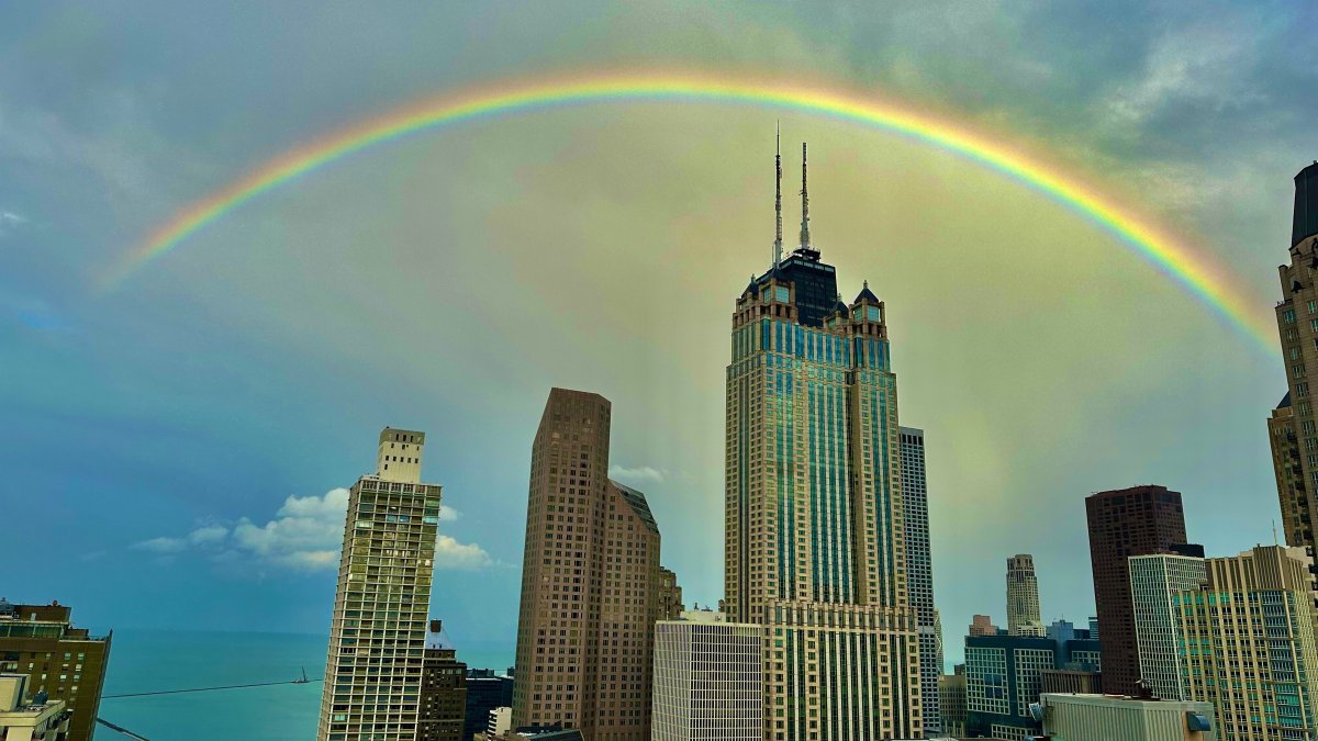 Stunning images capture double rainbow over Chicago area following city ...