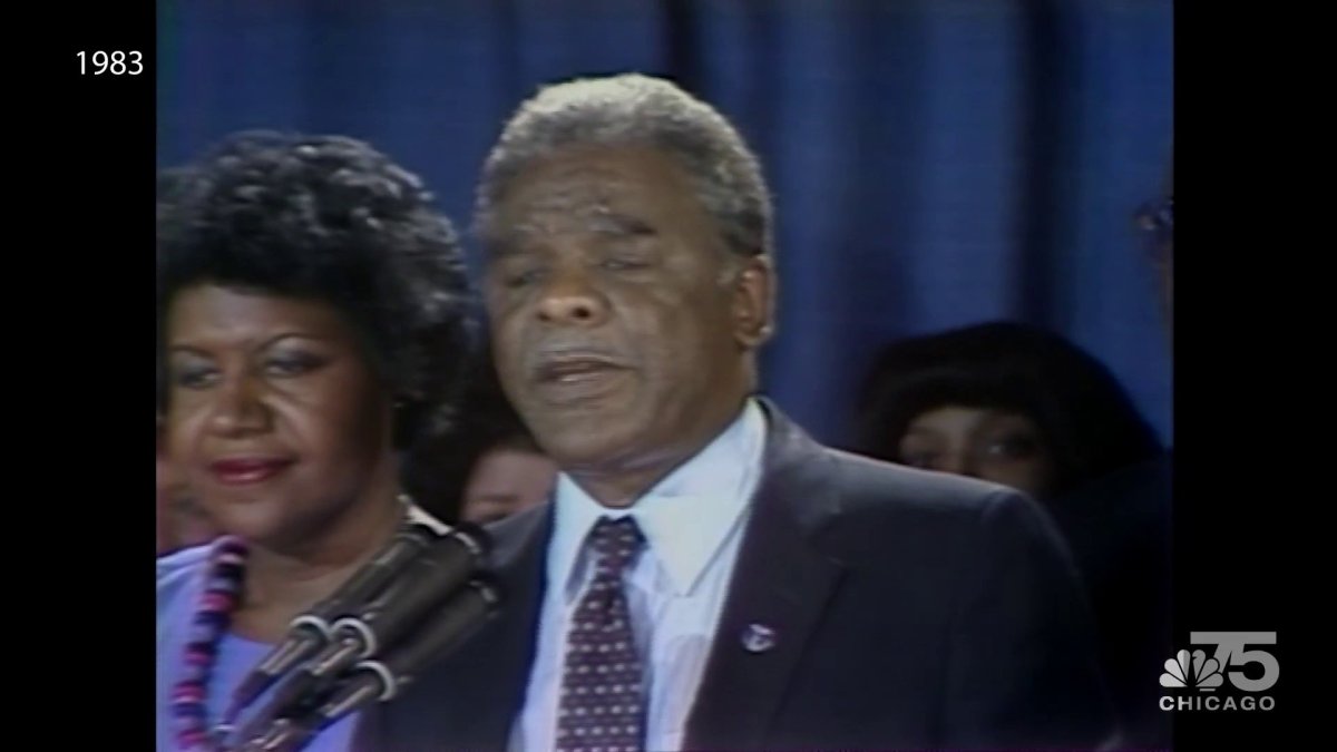 1983: Harold Washington gives victory speech – NBC Chicago