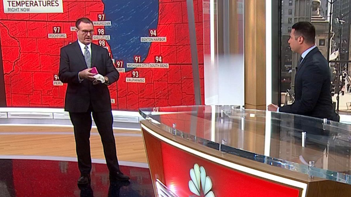 NBC Chicago meteorologist demonstrates why heat feels so hot to human ...