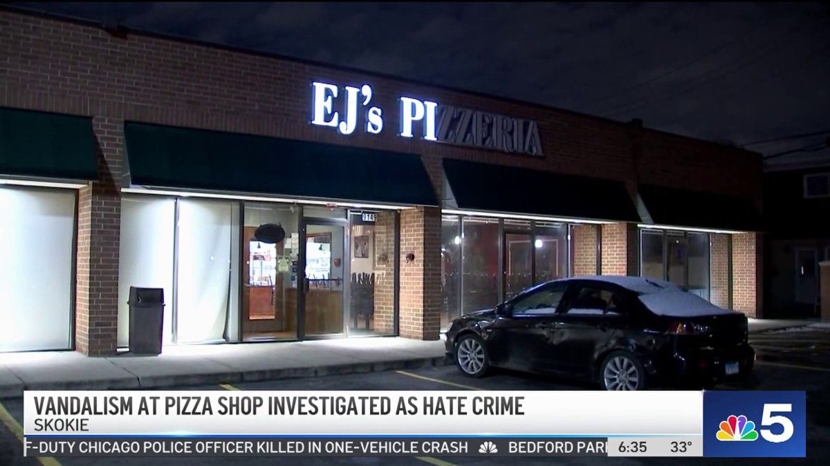 Skokie pizzeria vandalized with swastika graffiti, police say – NBC Chicago