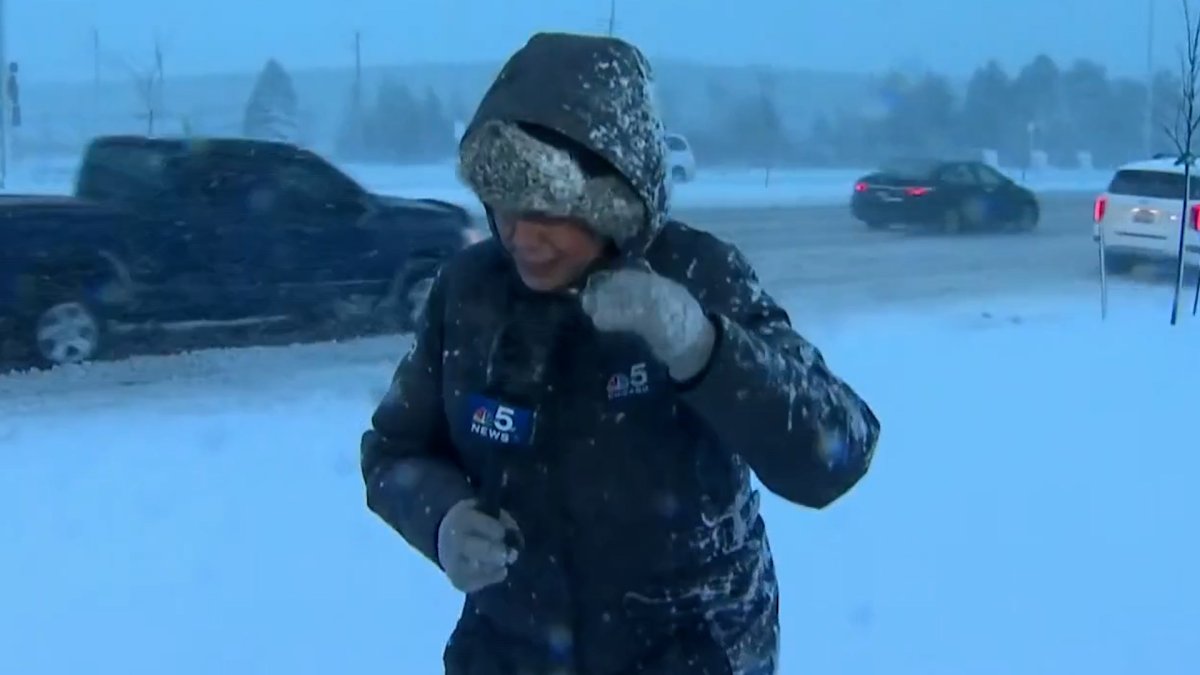 WATCH: Chicago snowstorm nearly blows reporter into the road – NBC Chicago