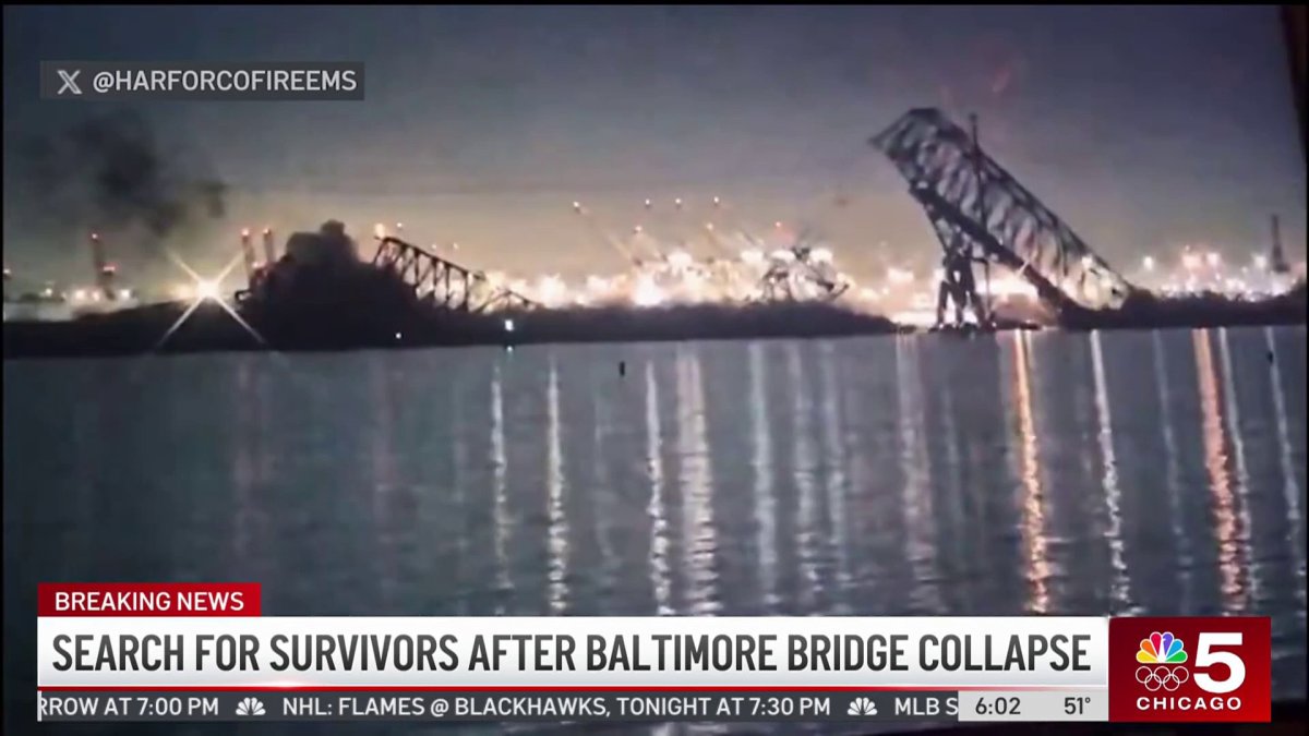 Major Baltimore bridge collapses after being struck by cargo ship – NBC ...