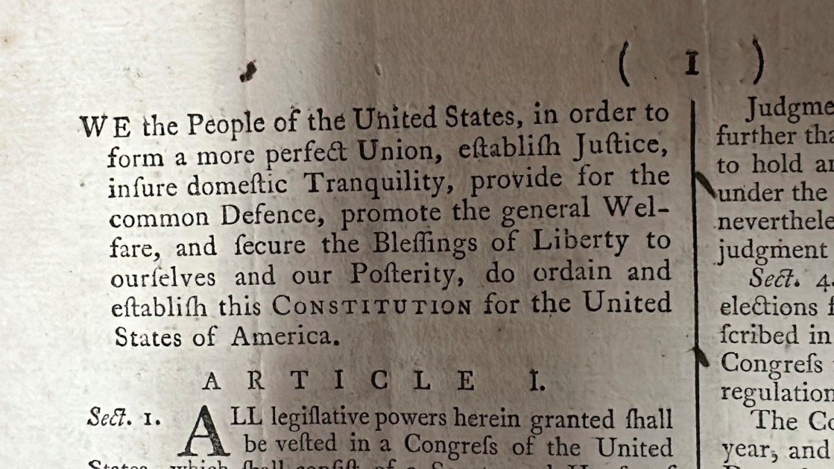 A rare 1787 copy of the US Constitution is up for auction – NBC Chicago