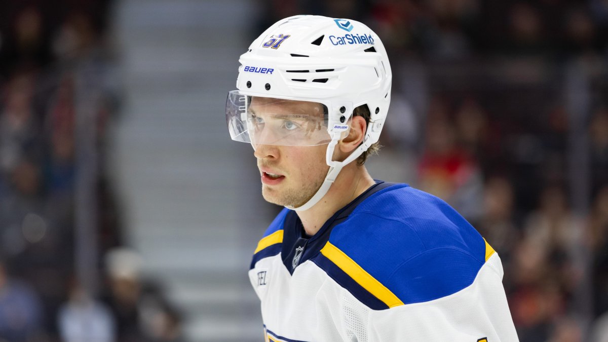 Blues’ Dylan Holloway taken to hospital after puck hits neck – NBC Chicago