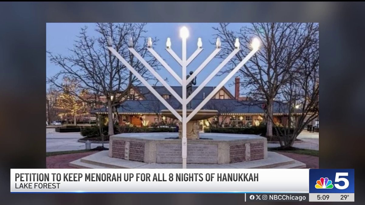 Petition launched to keep Lake Forest menorah up for all of Hanukkah ...