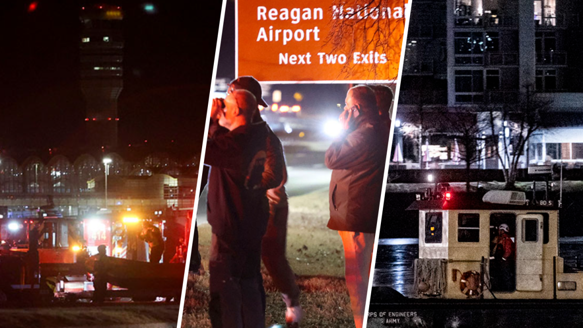Photos: Massive response to crash of commercial jet, helicopter into ...