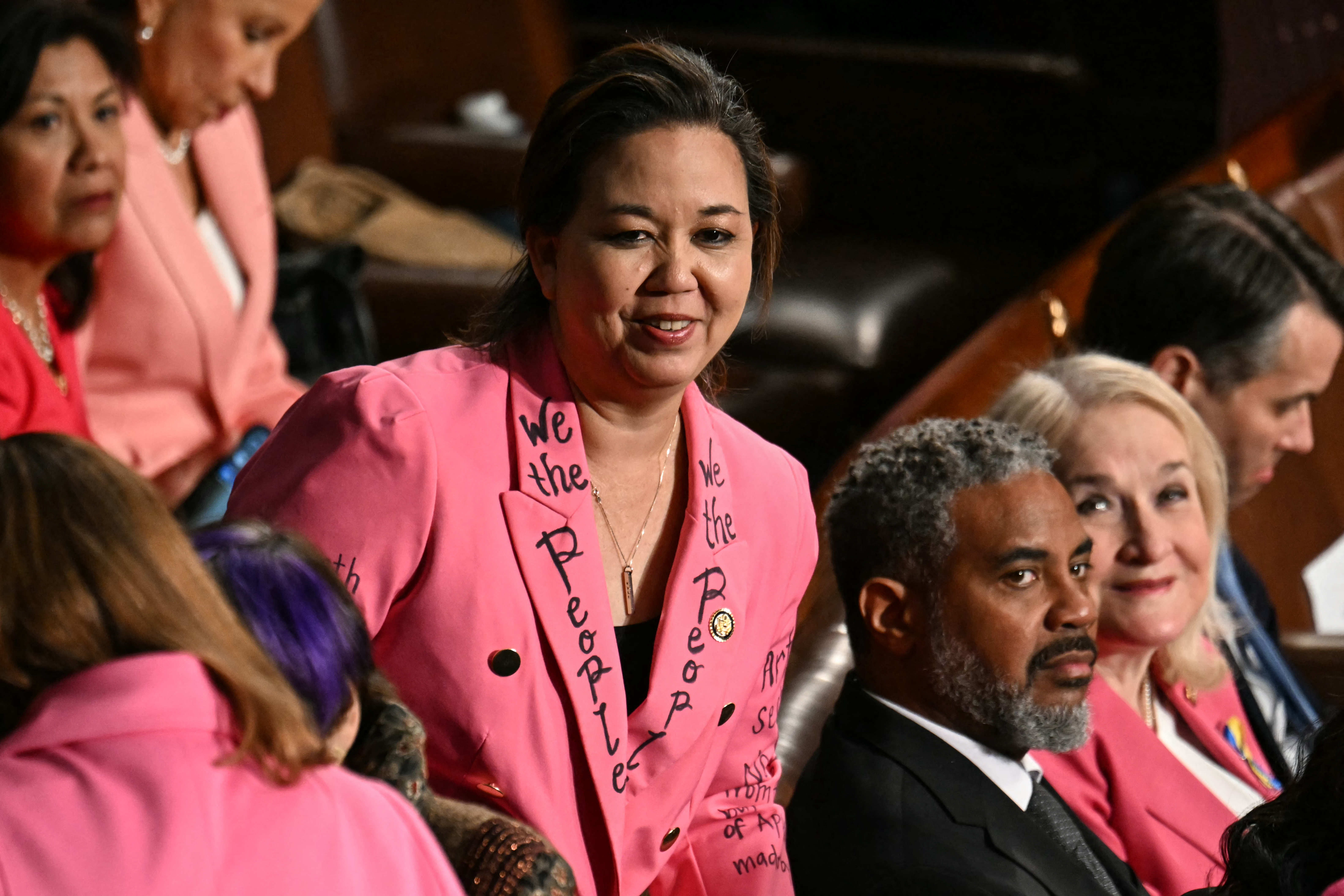 PHOTOS: See which Democratic attendees wore pink to President Trump’s ...