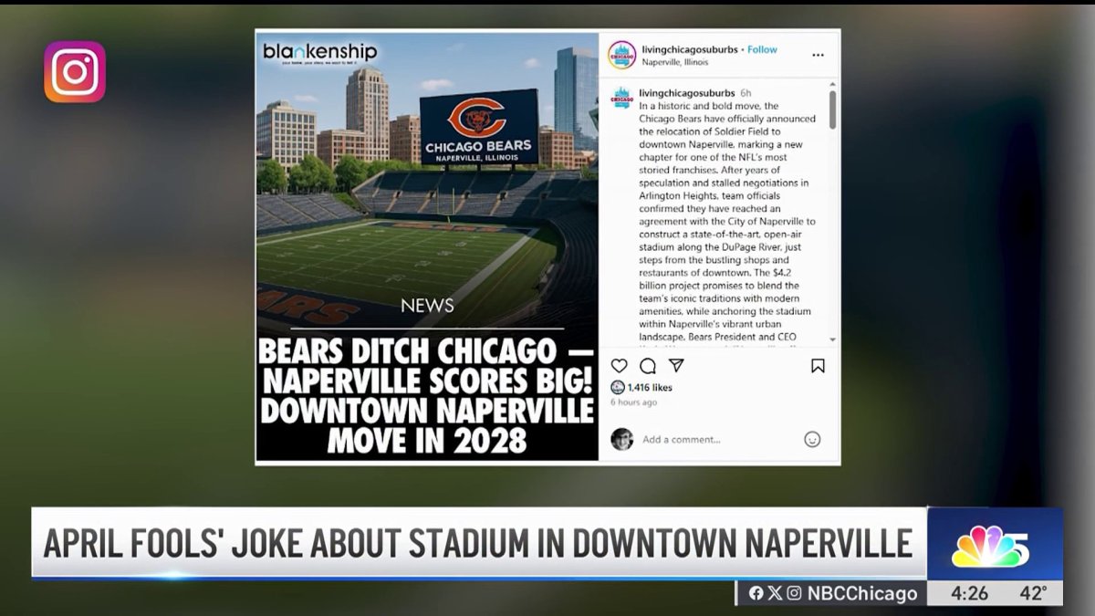 Chicago Bears to Naperville? April Fools’ prank goes viral on social ...