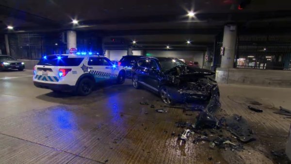 Fiery Lower Wacker Drive crash leaves driver hurt – NBC Chicago