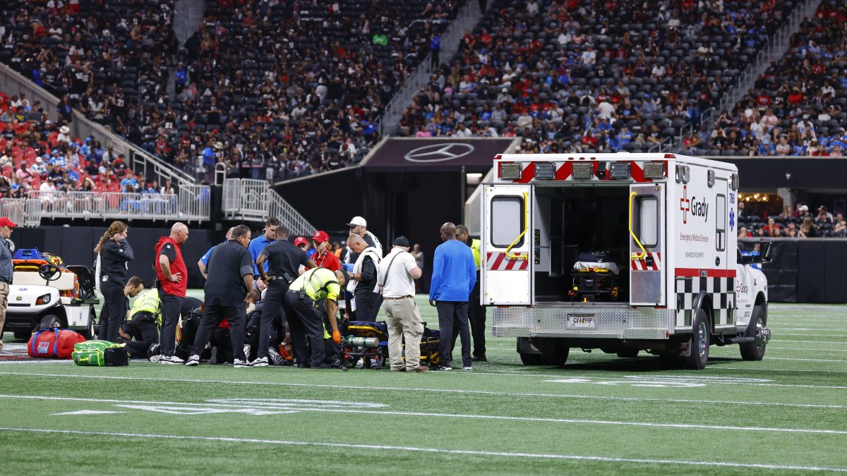 Lions-Falcons ends early as Morice Norris taken off in ambulance – NBC ...