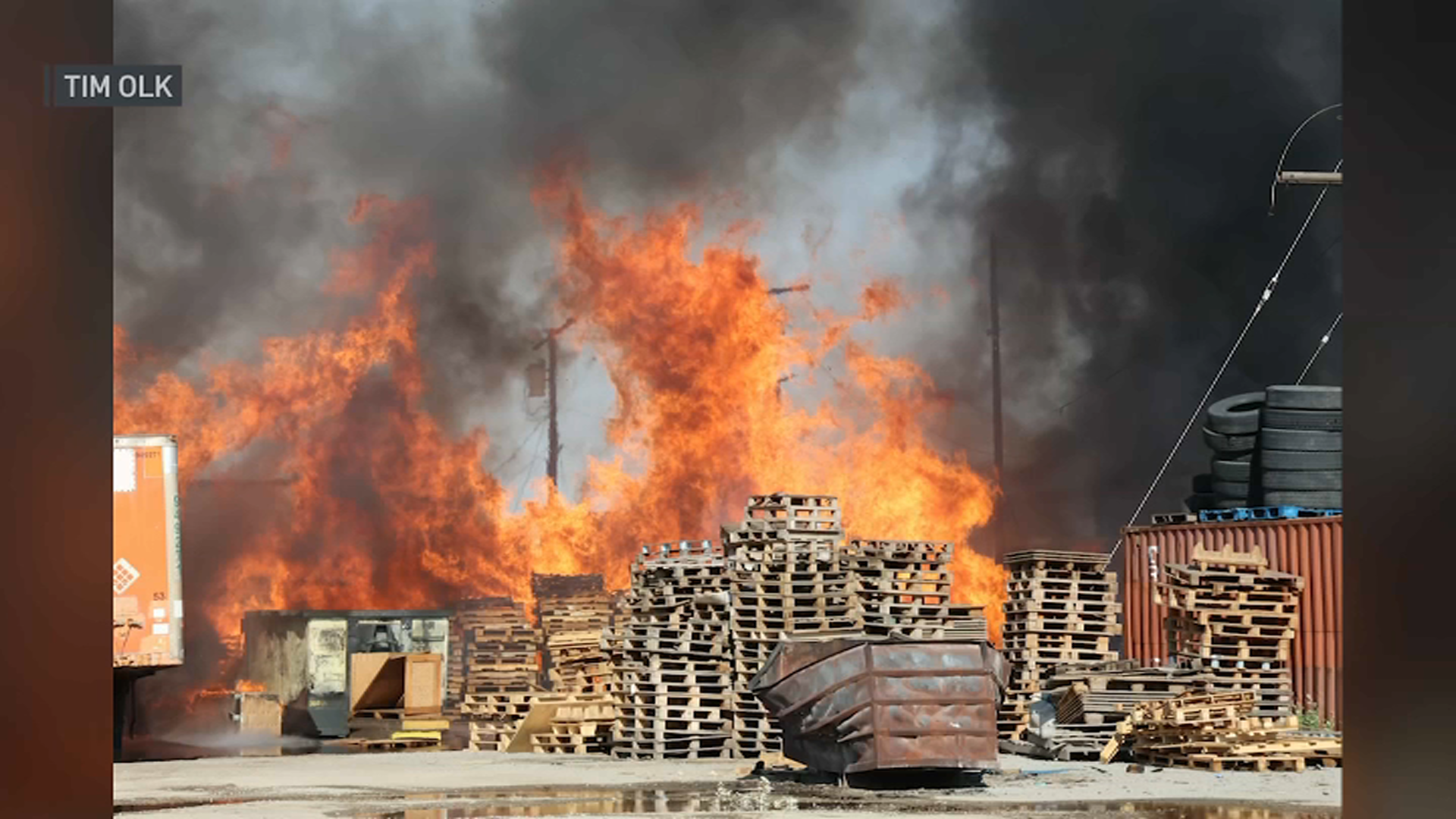 Massive fire erupts at Collins Pallet Recycling in Gary – NBC Chicago