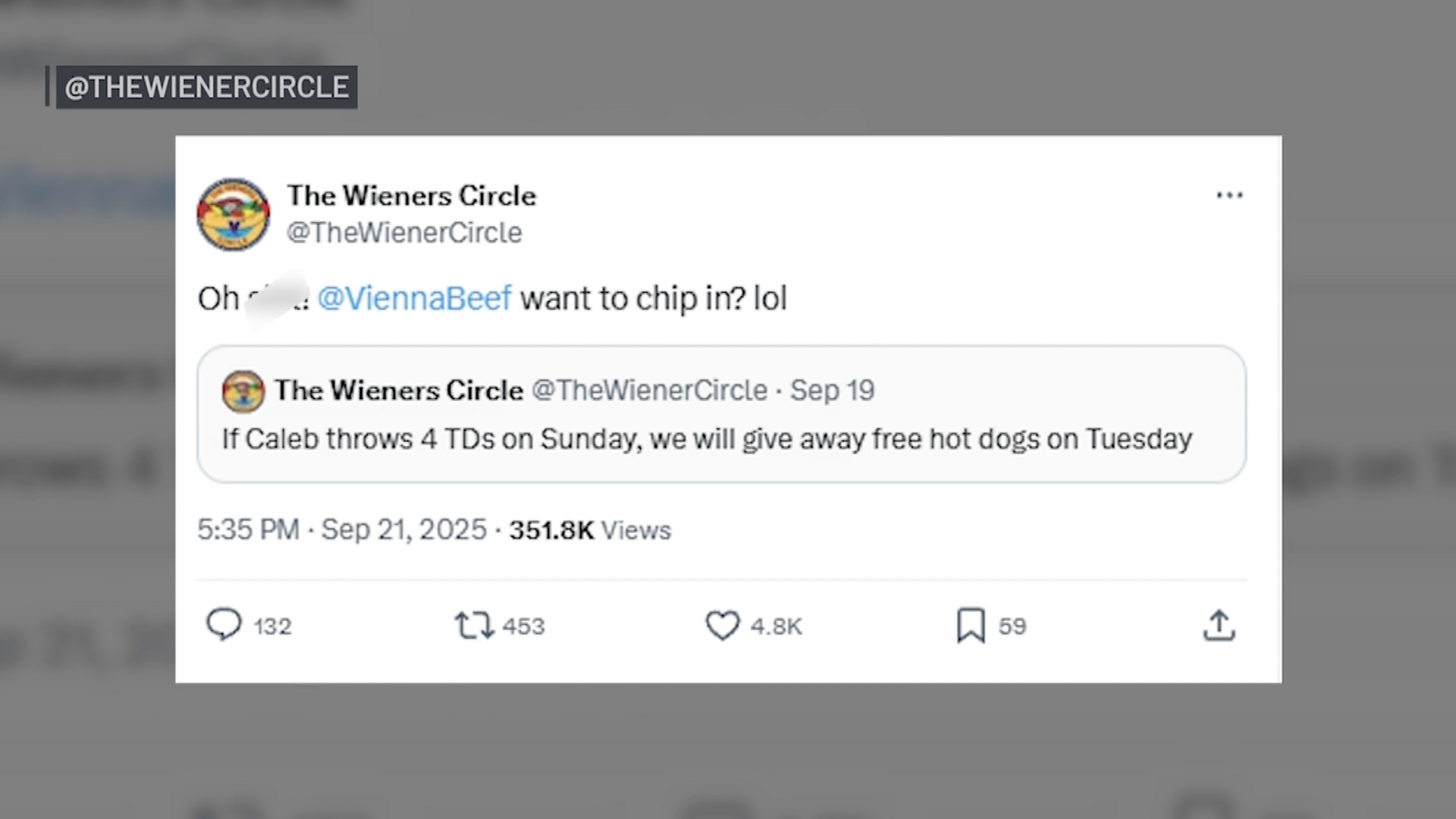 Caleb Williams’ dog Supa arrives for Wieners Circle hot dog giveaway ...