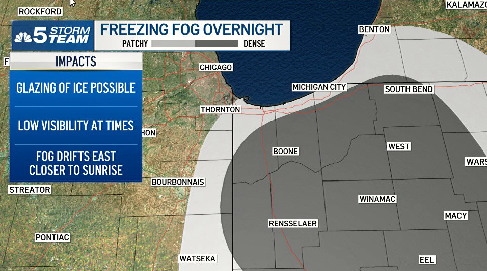 Dense freezing fog could cause slick roads, low visibility overnight ...