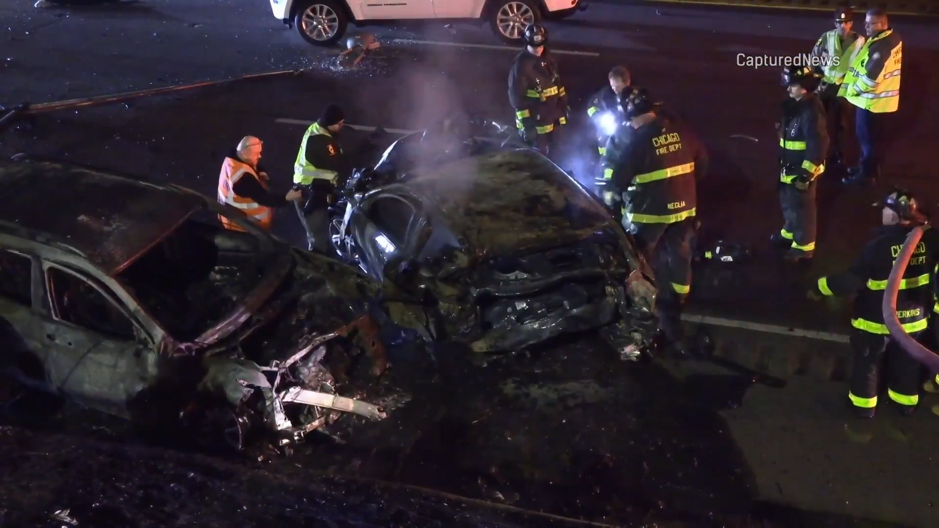 3 cars go up in flames in Kennedy Expressway crash – NBC Chicago