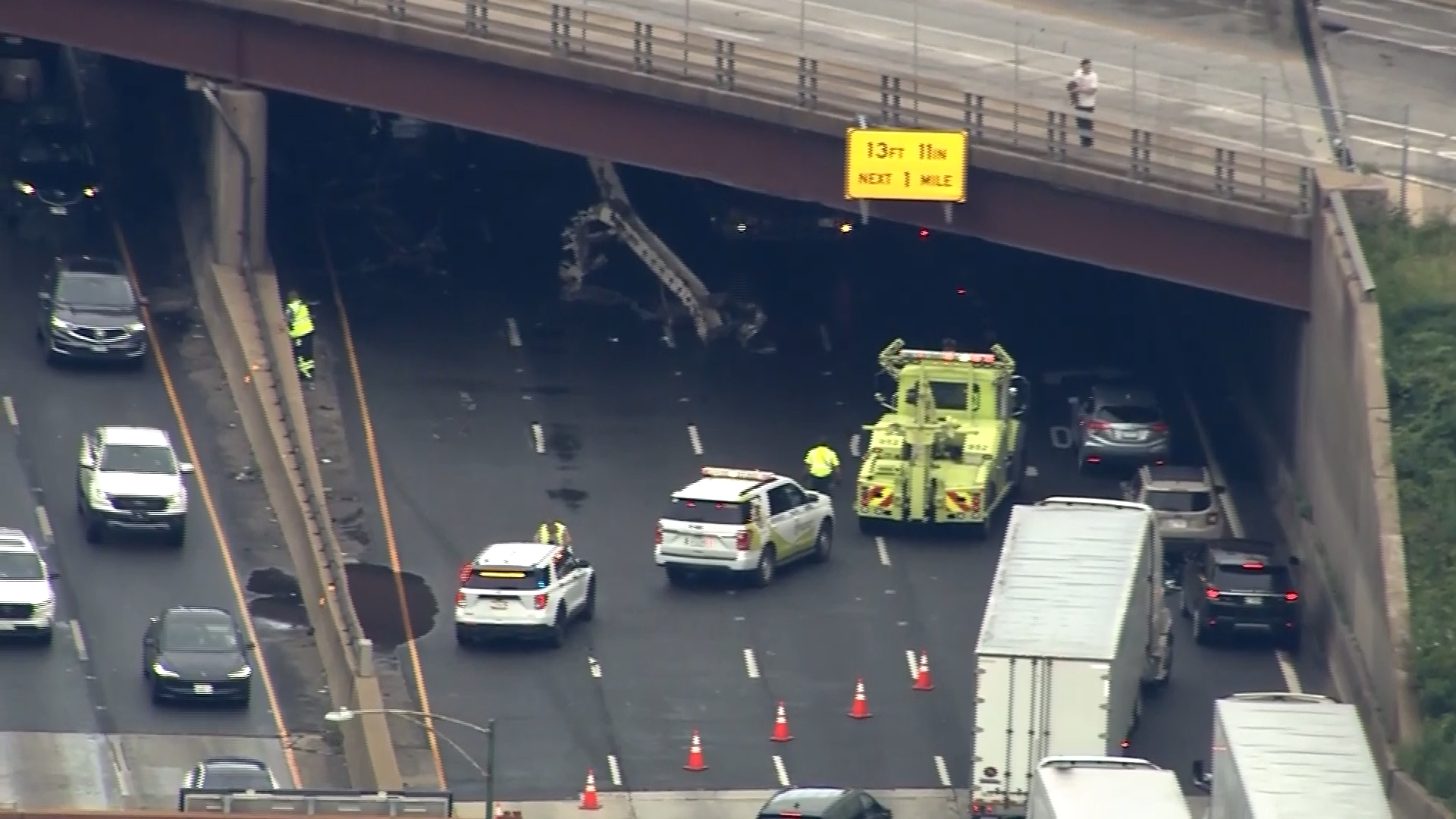Delays expected on Kennedy after crash leaves beam dangling – NBC Chicago